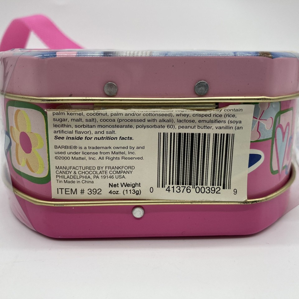 Mattel Barbie Doll 2000 Chocolate Tin with Strap Sealed with Chocolate ...