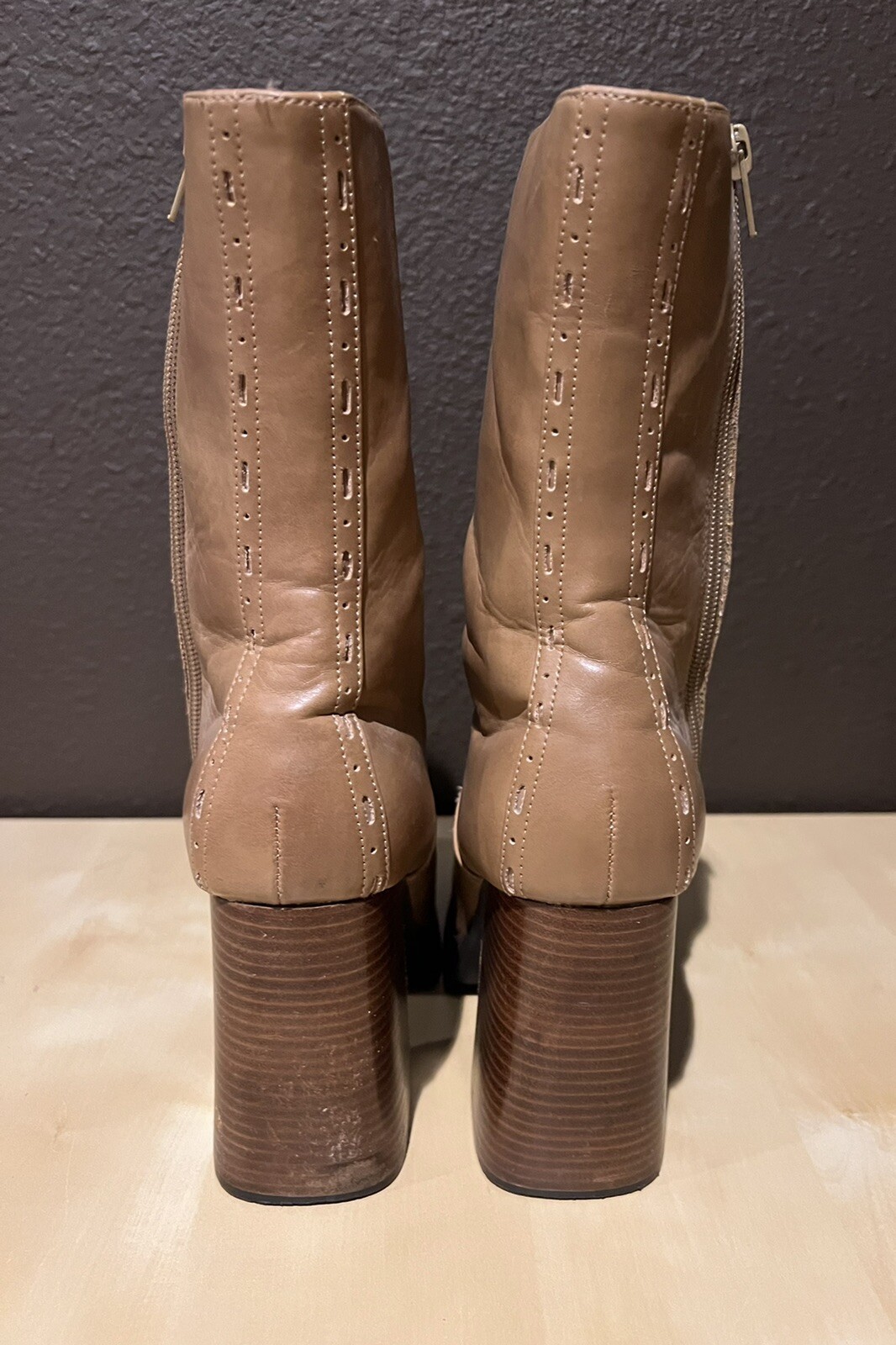 LEI Vintage 90’s Y2K Platform Chunky High Heel Tan Bo… - Gem