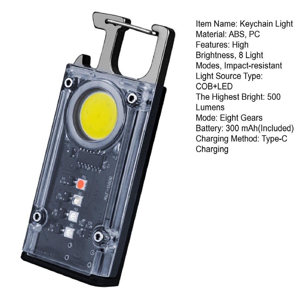 Key Ring Light 8 Light Modes Luminous Led Small Key Ring Flashlight ...
