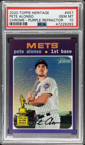 2020 Topps Heritage Pete Alonso Chrome - Purple Refractor #THC457 PSA ...