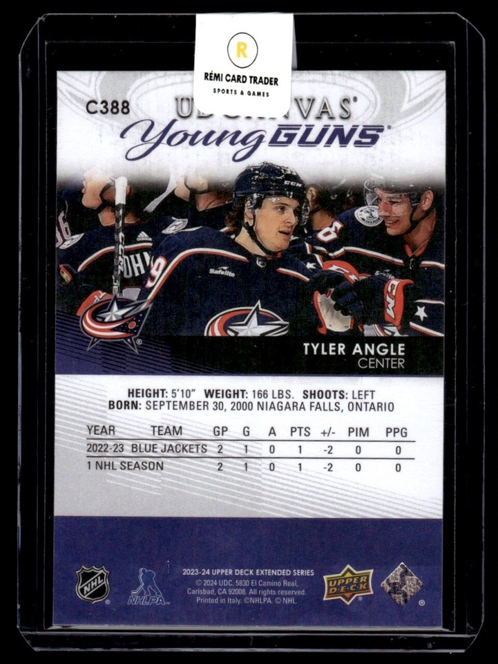 2023-24 Upper Deck Young Guns Canvas Tyler Angle Rookie #C388 Columbus ...