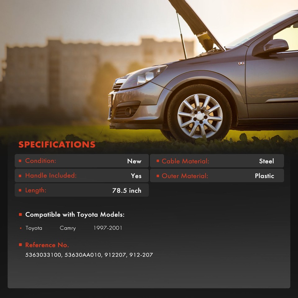 Hood Release Cable with Handle for Toyota Camry 1997-2001 Sedan Built ...