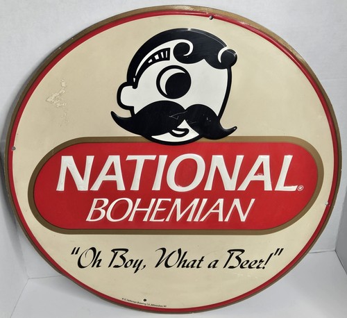 National Bohemian Oh Boy What A Beer 20" Large Round Sign Tin Metal Bar ...