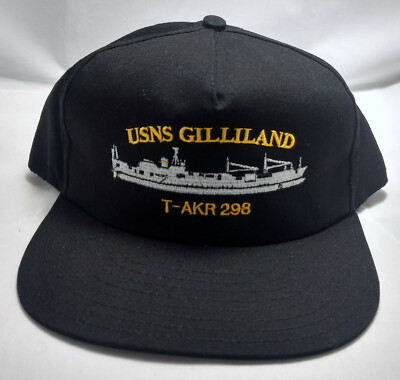 USNS GILLILAND T-AKR 298 snapback hat cap adjustable black navy cargo ...