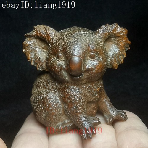 China boxwood hand koala Figure statue netsuke Decoration Gift ...