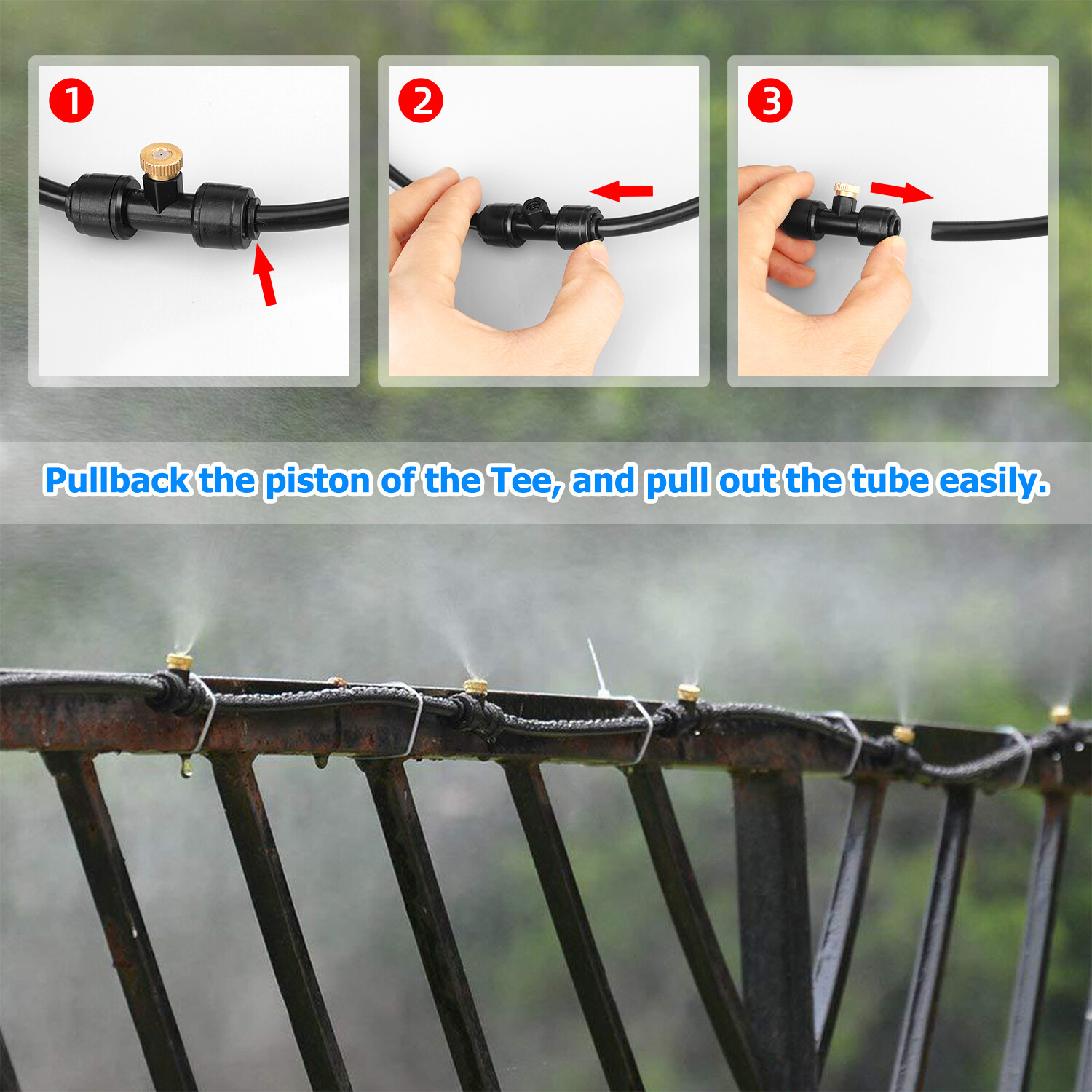 20FT Water Misting Kit for Outdoor Garden Irrigation Mist Nozzle Fan ...