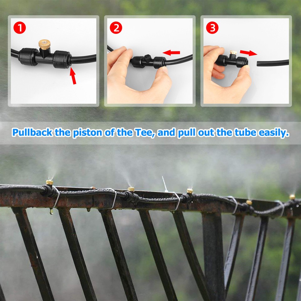 20FT Water Misting Kit for Outdoor Garden Irrigation Mist Nozzle Fan ...