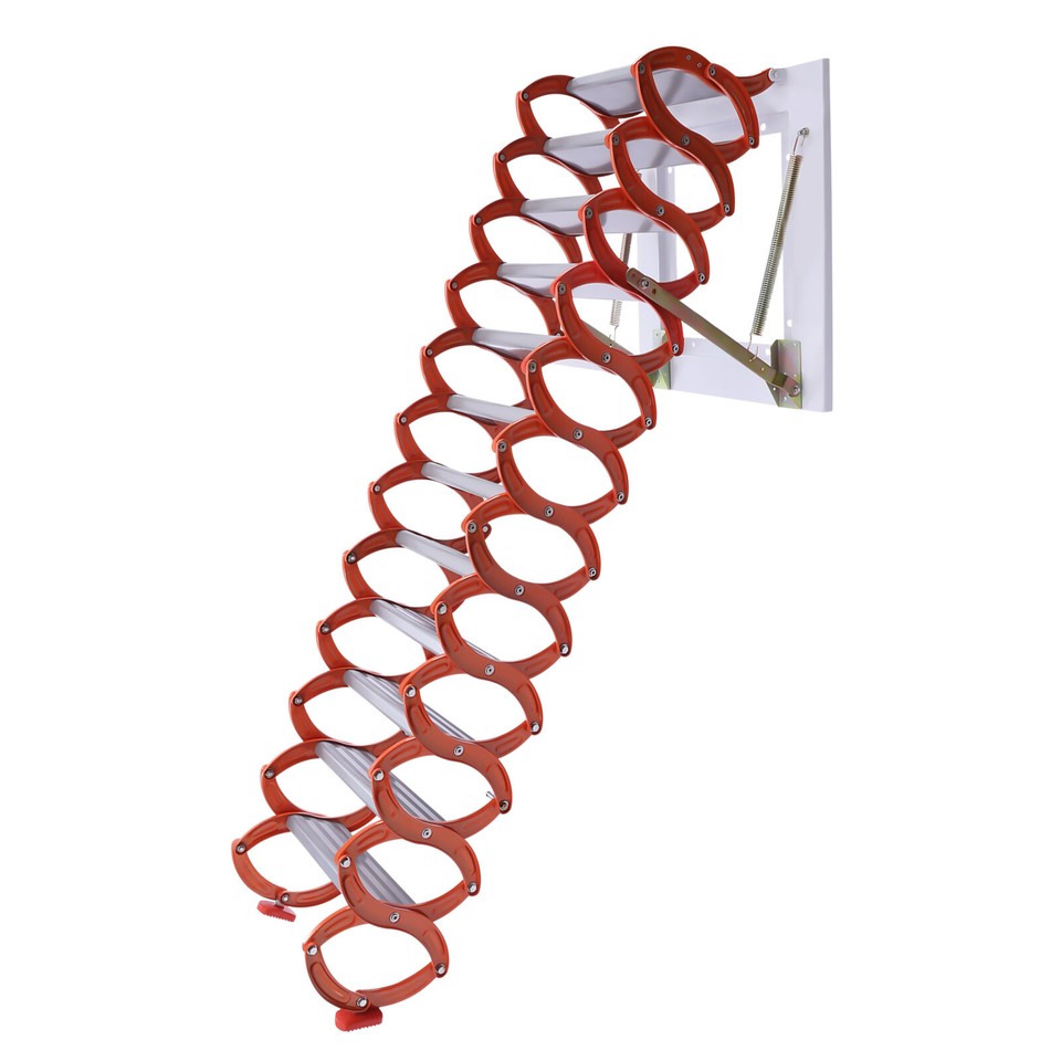 Attic Extension Ladder 10.17ft Narrow Wall Mounted Folding Loft Stairs ...