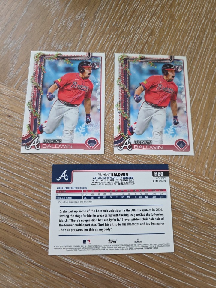 2025 Topps Holiday Rookie #H60 Drake Baldwin RC 3 Rookie Cards Rookie ...