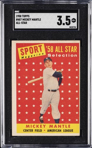 1958 TOPPS ALL-STAR #487 MICKEY MANTLE SGC 3.5 | eBay