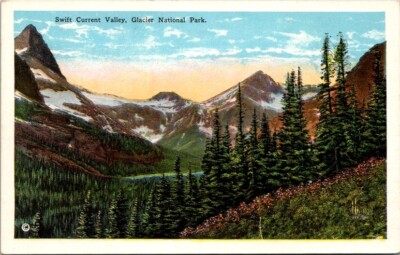 Vintage Postcard Swift Current Valley Glacier National Park Montana MT ...