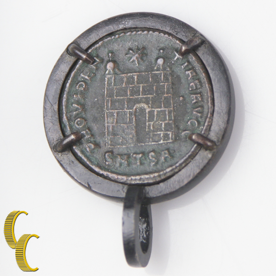 Ancient Collectible Roman Coin Pendant in Silver Antiqued Bezel | eBay