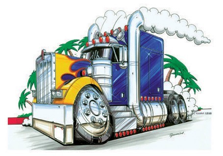 SEMI BIG RIG KENWORTH w900 HAULER Cartoon T-shirt #4911-8510 automotive ...