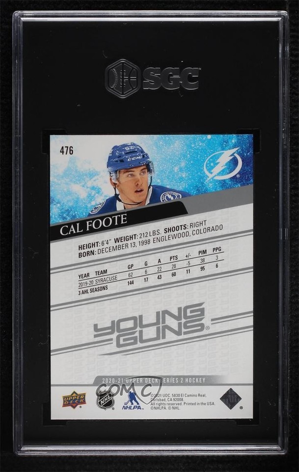 2020-21 Upper Deck Young Guns Cal Foote #476 SGC 10 GEM Rookie RC | eBay
