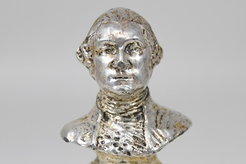 George Washington Silver Plate on Cast Metal Miniature Bust Statue 706 ...