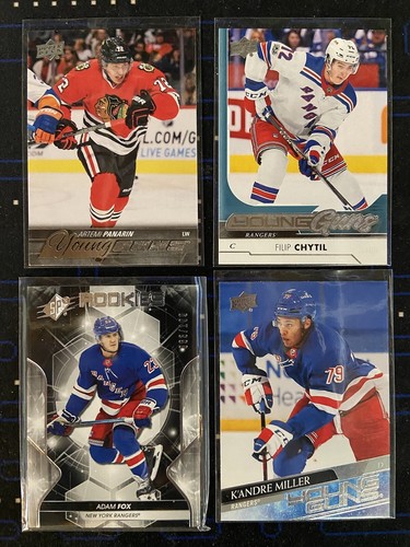 New York Rangers 4 card RC lot Adam Fox Filip Chytil Artemi Panarin ...