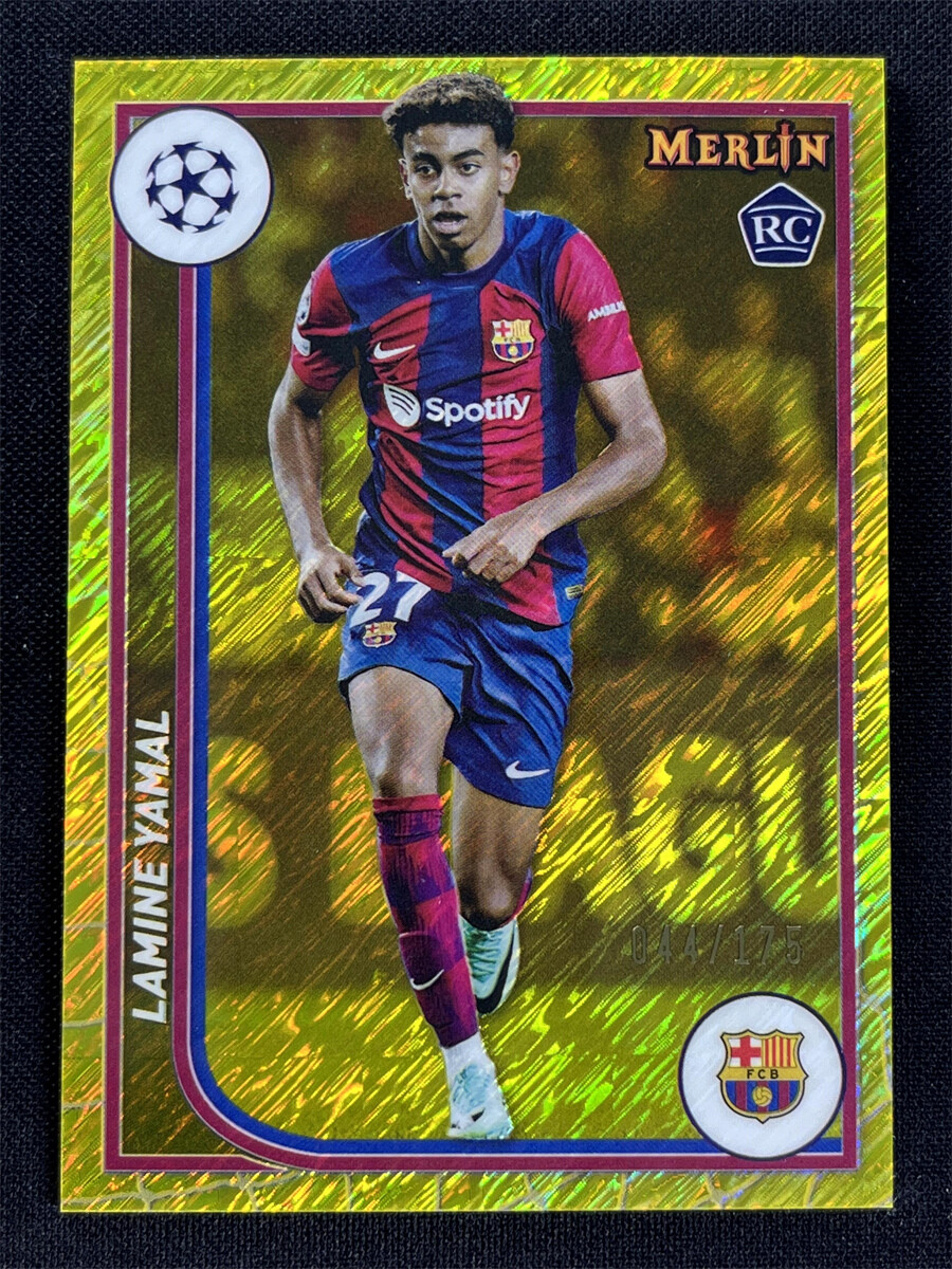 2023-24 Topps Merlin Chrome UEFA Lamine Yamal #27 Yellow Shimmer Rookie ...