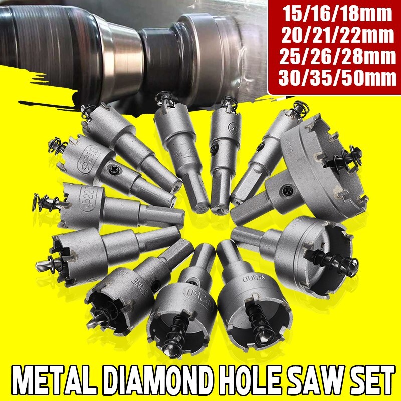 12x Carbide Tip TCT Hole Saw Cutter Drill Bit Set For Steel Metal Alloy ...