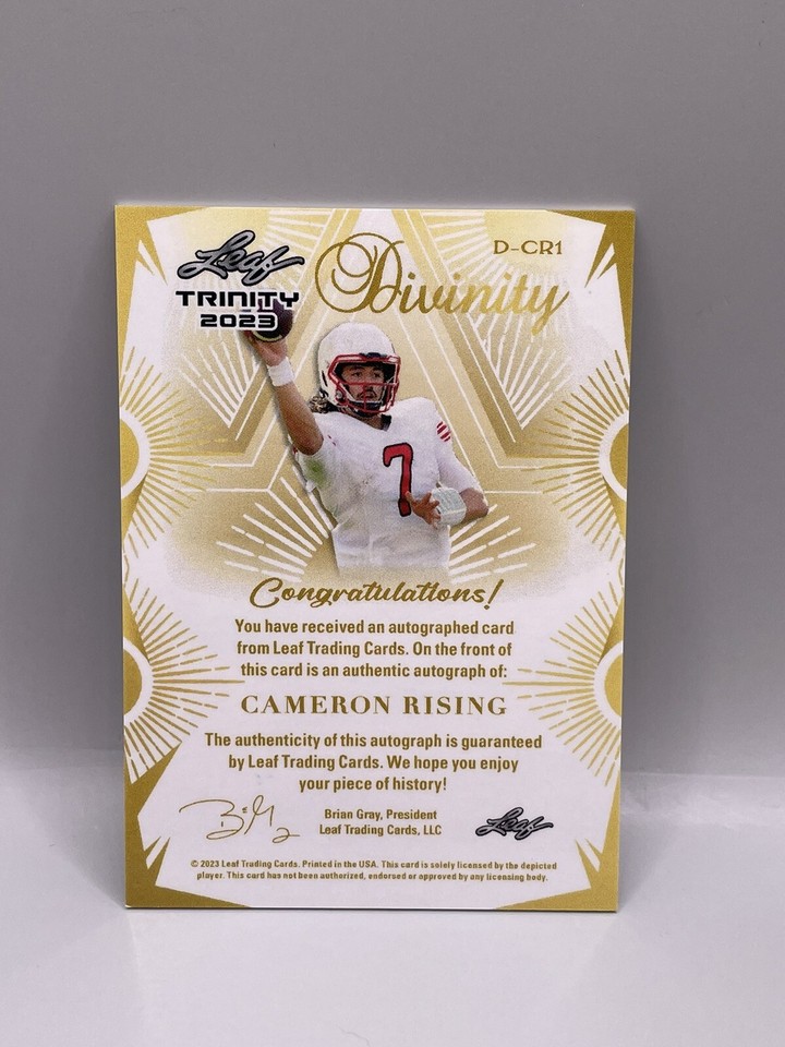 2023 LEAF TRINITY Cameron Rising ROOKIE RC /10 AUTO DIVINITY AUTOGRAPH ...