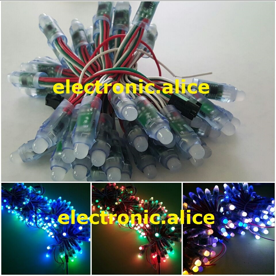 WS2811 RGB Full Color 12mm Pixels digital Addressable LED String DC5V ...