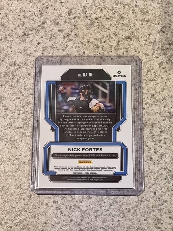 2022 Panini Prizm Baseball #RA-NF Nick Fortes Rookie Autographs RC ...