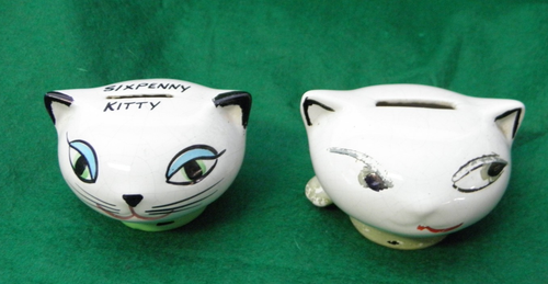 PAIR Vintage Holt Howard Six Penny Kitty Banks with Stopper | eBay