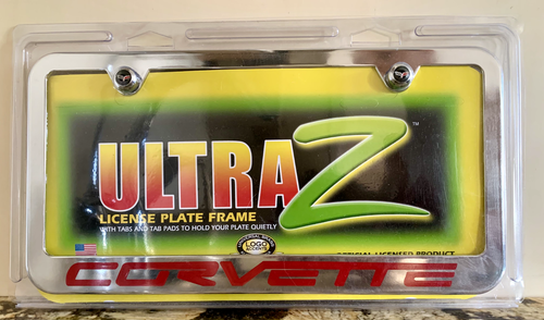 Chrome Plated Corvette License Plate Frame with Red Lettering by ULTRA ...