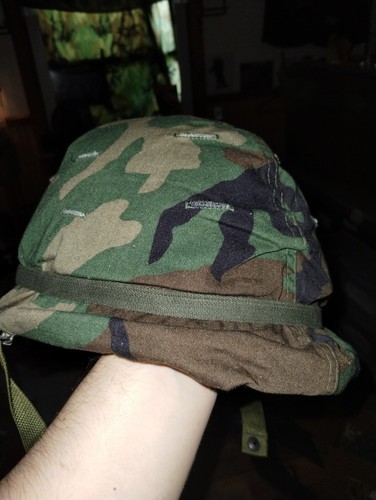 USGI M1 Helmet With Woodland Camo Cover | eBay