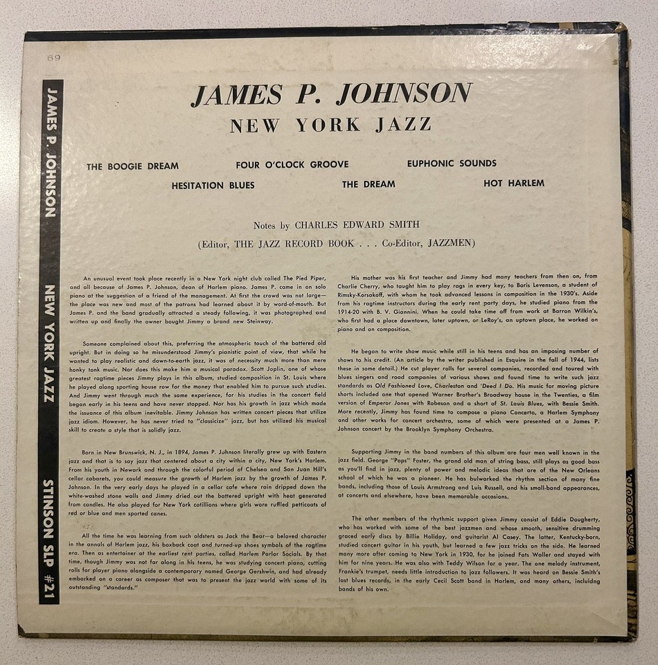 Jame P Johnson Stinson SLP #21 1950 New York Jazz | eBay