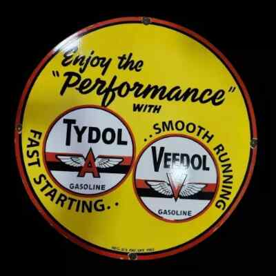 Tydol Veedol Porcelain Enamel Heavy Metal Sign 30 Inches Double Side | eBay