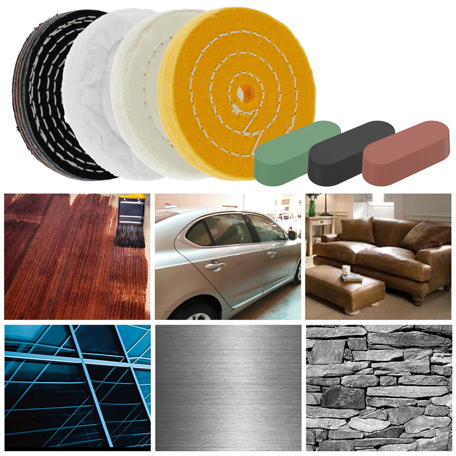 Buffing Polishing Wheel Kit Reusable Polishing Compound Kit with Shank ...