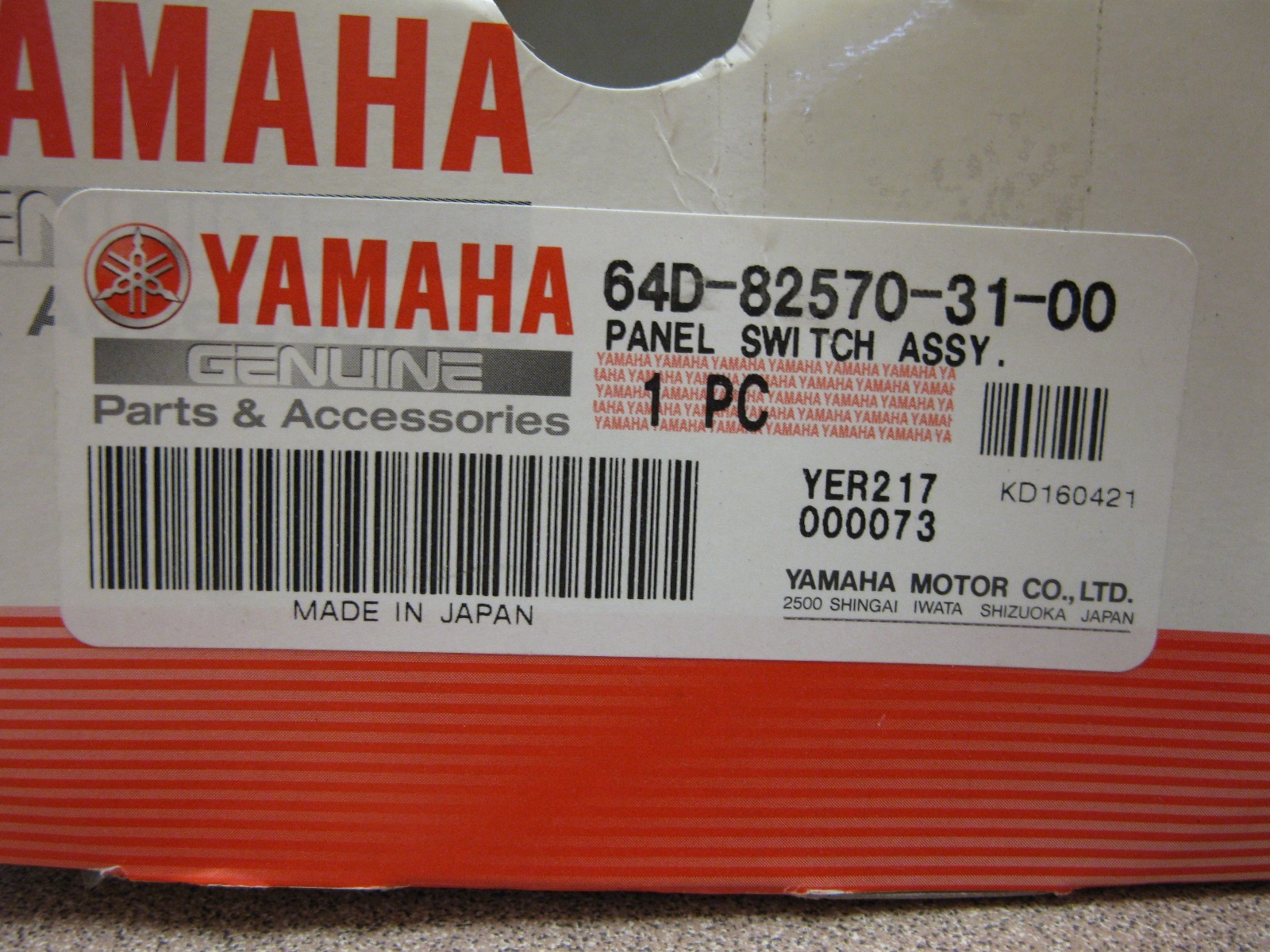 Genuine Yamaha Panel Switch Assembly # 64D-82570-31-00 for sale online ...