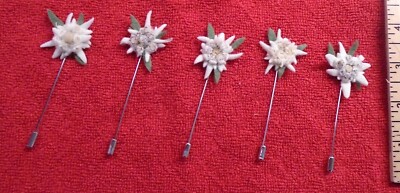 REAL Edelweiss Flower Lapel Pin Hat Pin Stainless Gebirgsjager Germany ...