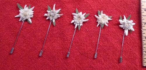 REAL Edelweiss Flower Lapel Pin Hat Pin Stainless Gebirgsjager Germany ...