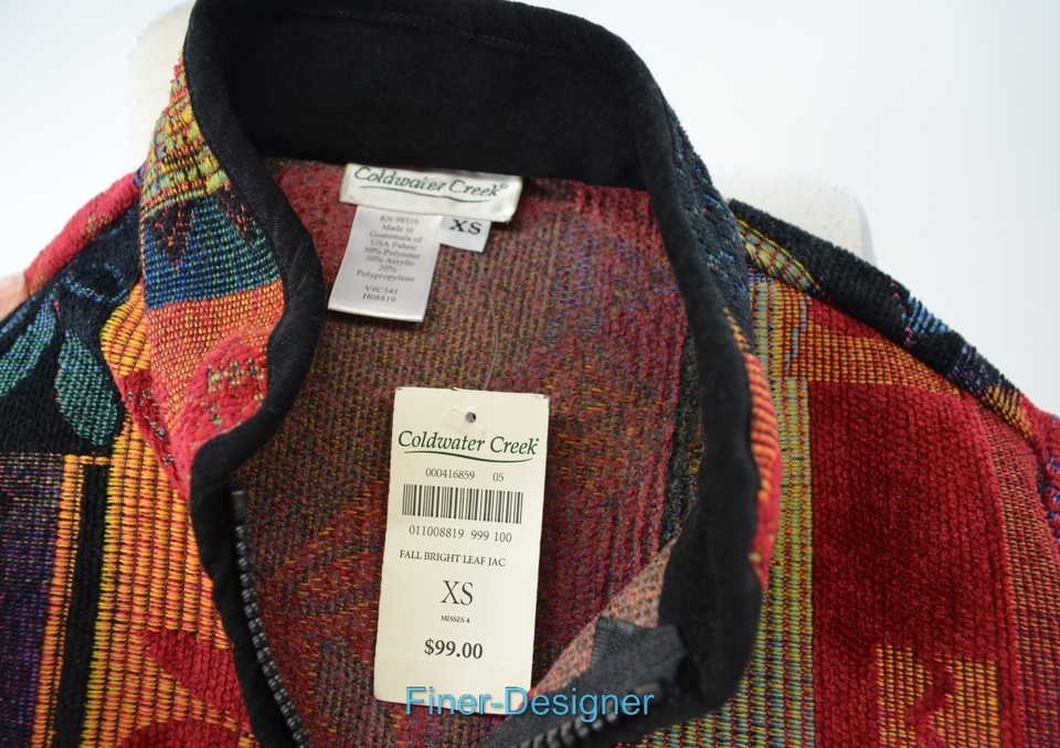 CWC Coldwater Creek jacket blazer light Coat fall tapestry full zip XS ...