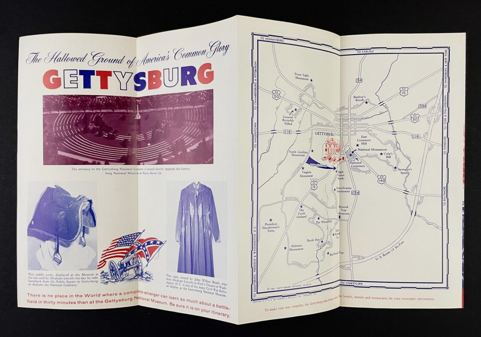 1960s Gettysburg PA National Museum Electric Map Civil War VTG Travel ...