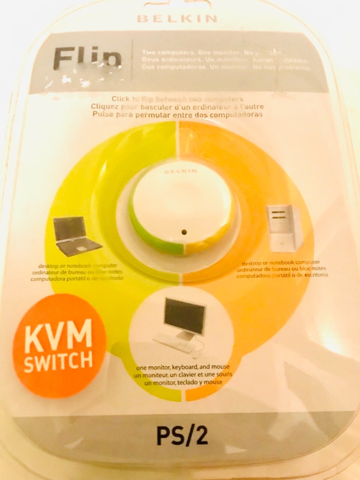 💻BELKIN FLIP F1DF102P KVM W/R Switch PS/2 Dual Monitor ‼️NEW SEALED‼️ ...