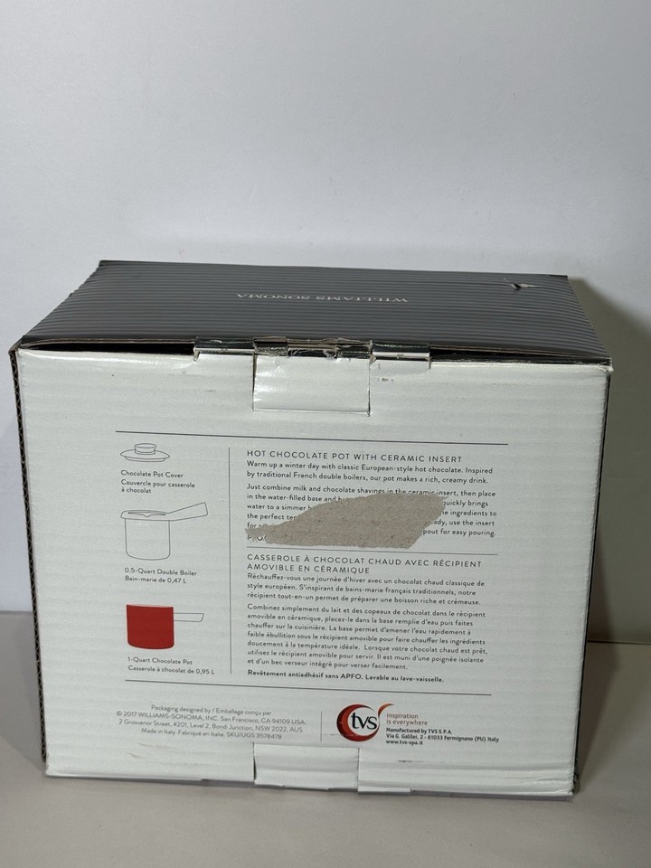 Williams Sonoma Hot Chocolate Pot Ceramic Insert Double Boiler Red | eBay