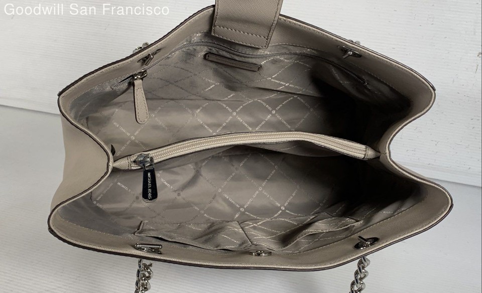 Michael Kors Susannah Gray Leather Inner Pockets Double Handles Travel ...