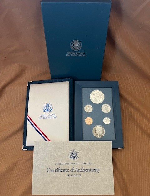 1987-S US Mint Prestige Proof Set ~ US Constitution 90% Silver Dollar ...