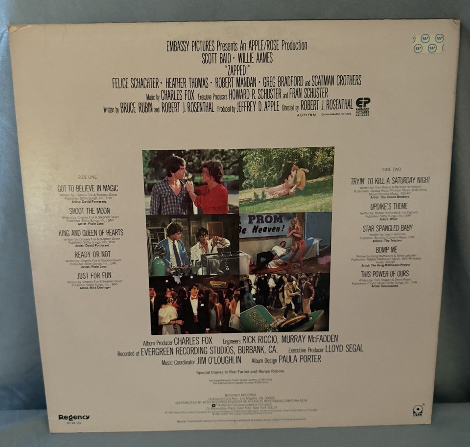 Zapped! Soundtrack PROMO COPY vinyl lp David Pomeranz 1982 *** Free ...