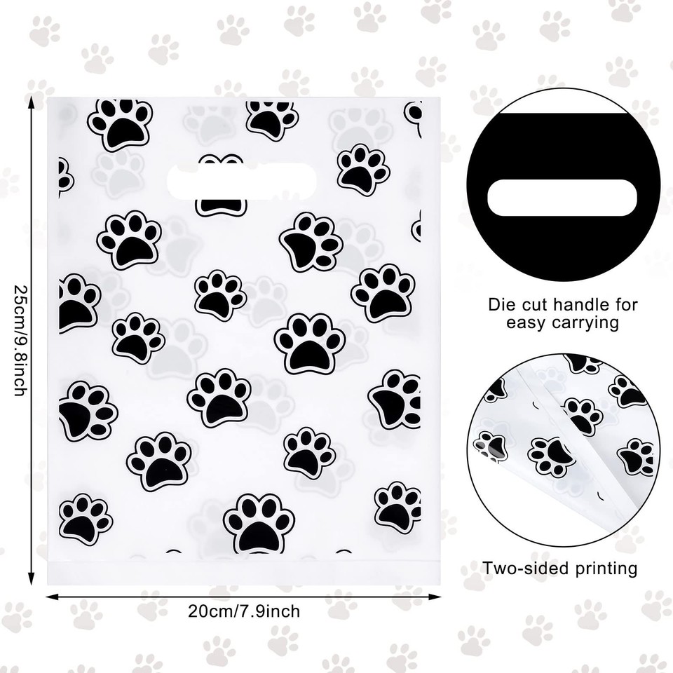 Sadnyy 100 Pcs Plastic Paw Gift Bags 8 x 10 Inch for Selling Shopping ...