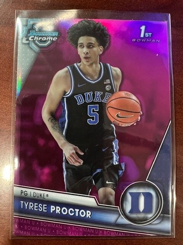 Tyrese Proctor 1st PINK Refractor 2023-24 Bowman Chrome University DUKE ...
