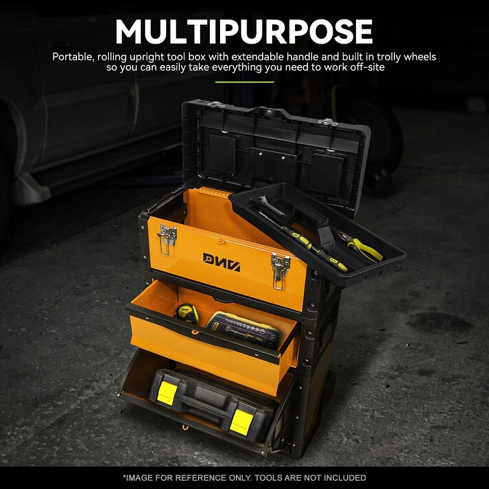 Rolling Wheel 3Tier Stackable Trolley Toolbox Storage w/Extendable ...