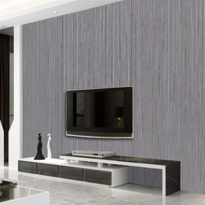 10M PVC Dark Grey Wood Grain Wall Paper Self Adhesive Stripe Vinyl Wrap ...