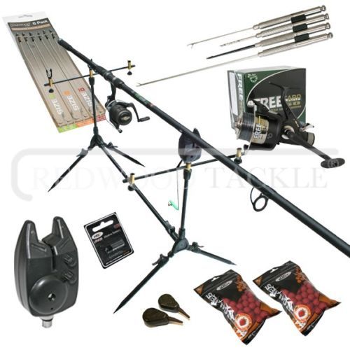 Carp Fishing Starter Set Up Kit 10ft 3pc Rod Reel Alarm Pod Bait Tools ...