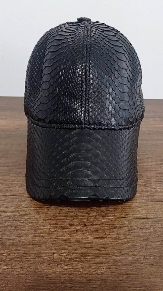 Python Snake Skin Leather Hat Cap Baseball Adjustable Snakeskin Black ...