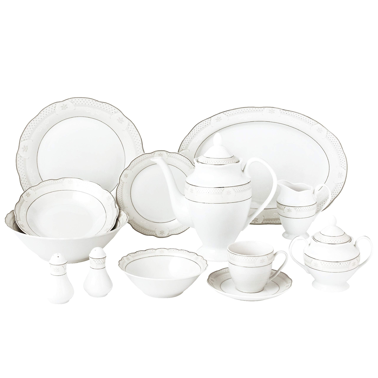 57 Piece Wavy Dinnerware Set-porcelain China Service For 8 People-atara ...
