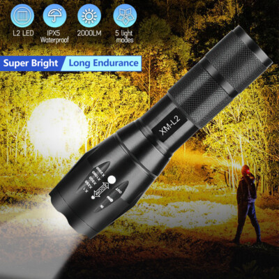 Super Bright LED Flashlight Tactical Military Police Torch Zoomable ...