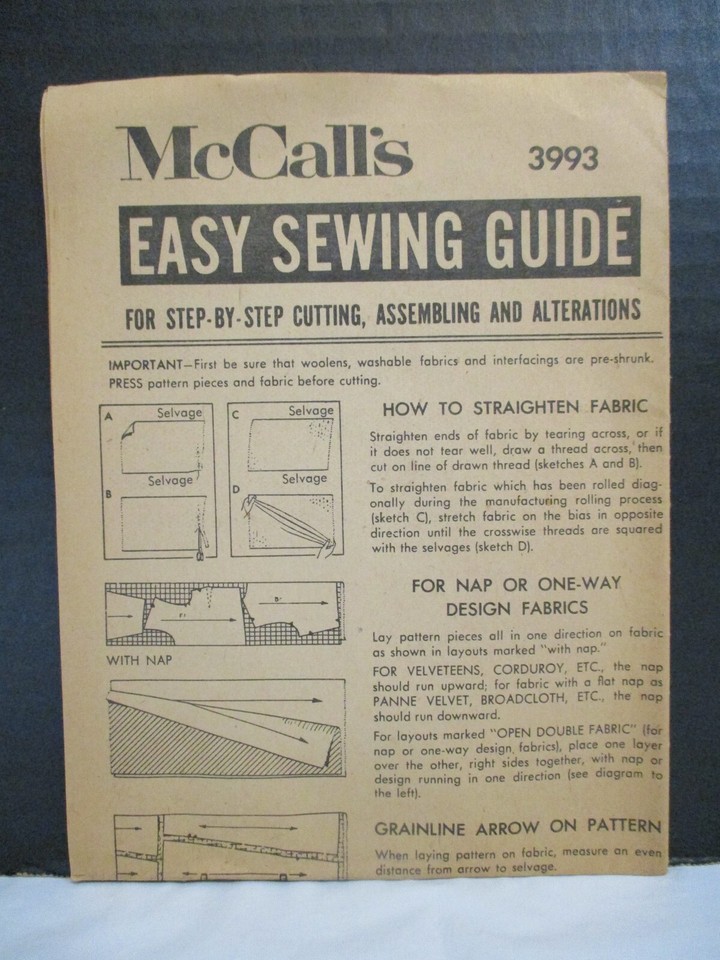 McCall's Pattern 3993 Misses Sleeveless Dress Size 16 Bust 36" Uncut ...